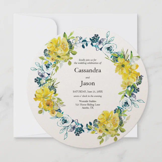 Lemon Blueberry Floral Wedding Invitation | Zazzle