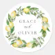 Lemon Botanical Wreath with Greenery Wedding Classic Round Sticker | Zazzle