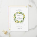 Lemon Botanical Wreath with Greenery Wedding Invitation Postcard | Zazzle
