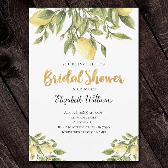 Lemon Bridal Shower Invitation | Zazzle