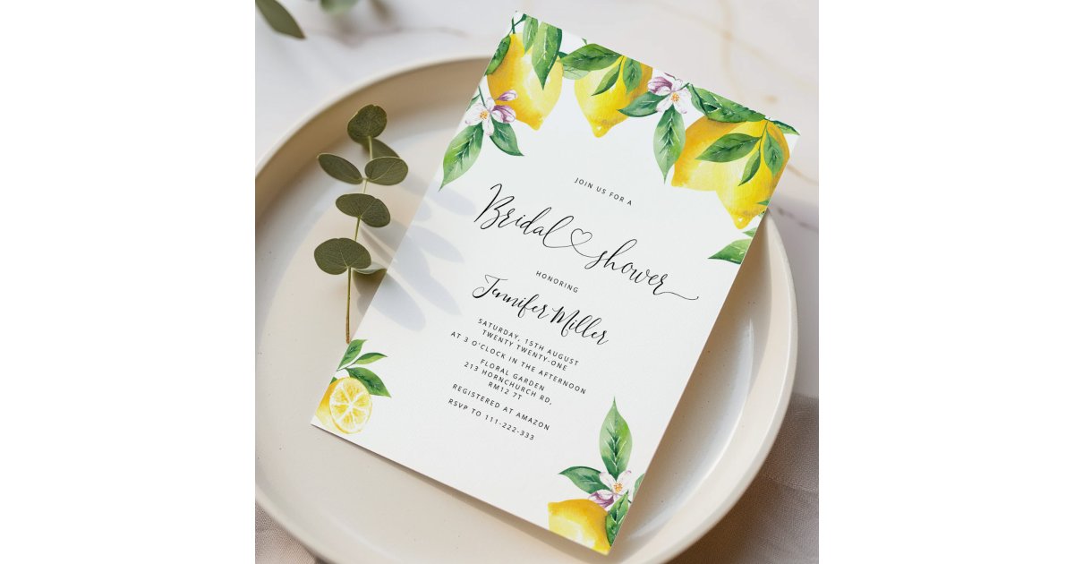 Lemon Bridal Shower Invitation | Zazzle