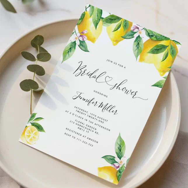 Lemon Bridal Shower Invitation | Zazzle