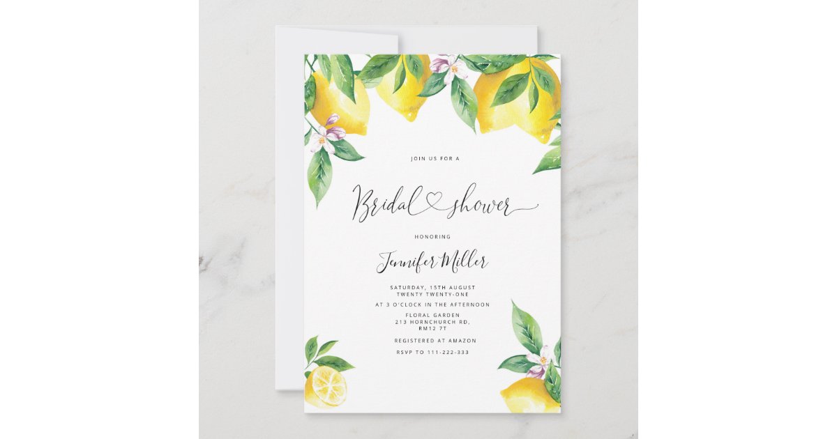 Lemon Bridal Shower Invitation | Zazzle