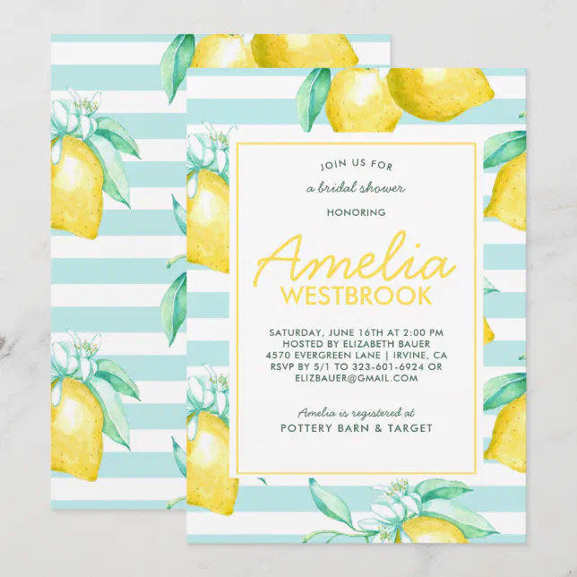 Lemon Bridal Shower Invitation | Zazzle