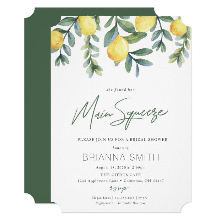 Lemon Bridal Shower invitation main squeeze | Zazzle.com