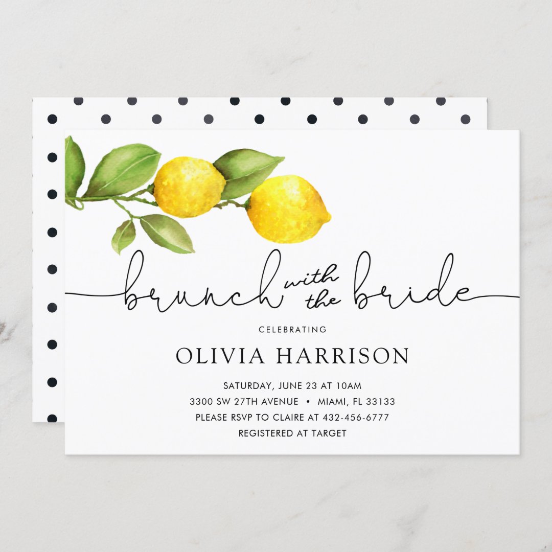 Lemon Brunch with the Bride Shower Invitation | Zazzle