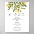 Lemon Calligraphy Drinks List Bar Sign | Zazzle