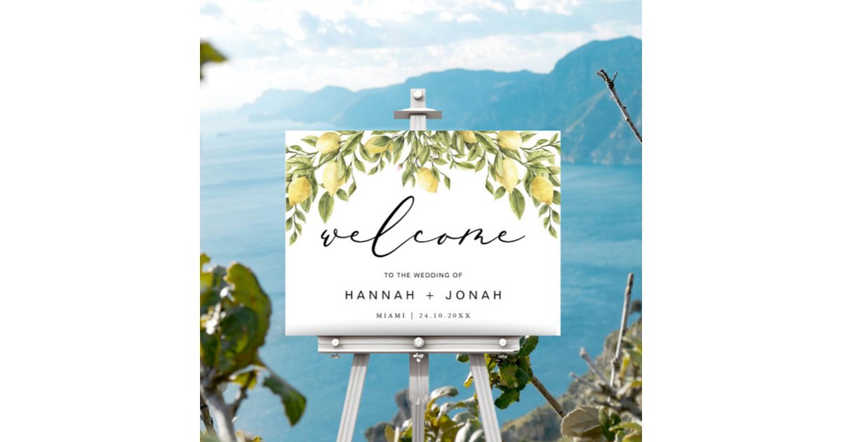 Lemon Calligraphy Wedding reception welcome sign | Zazzle