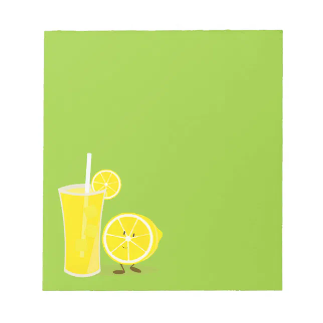 Lemon character standing next to lemonade notepad | Zazzle