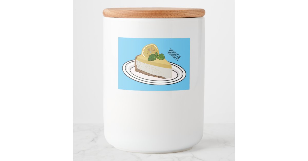 Lemon cheesecake cartoon illustration food label | Zazzle