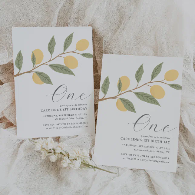 Lemon Citrus 1st Birthday Invitation | Zazzle