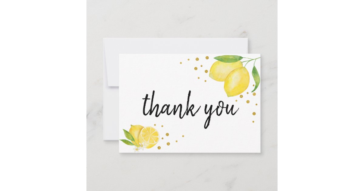 Lemon Citrus and Gold Thank You Card | Zazzle