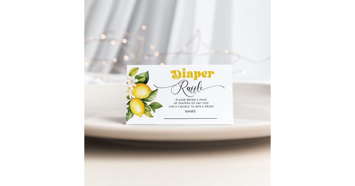 Lemon citrus baby shower diaper raffle ticket enclosure card | Zazzle