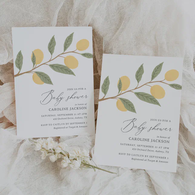 Lemon Citrus Baby Shower Invitation | Zazzle