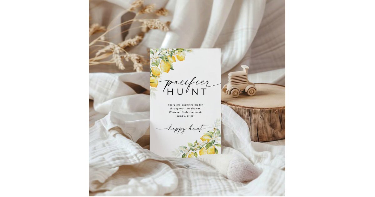 Lemon Citrus Baby Shower Pacifier Hunt Game | Zazzle