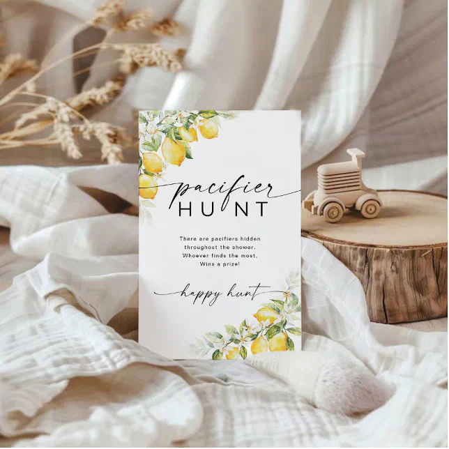 Lemon Citrus Baby Shower Pacifier Hunt Game | Zazzle