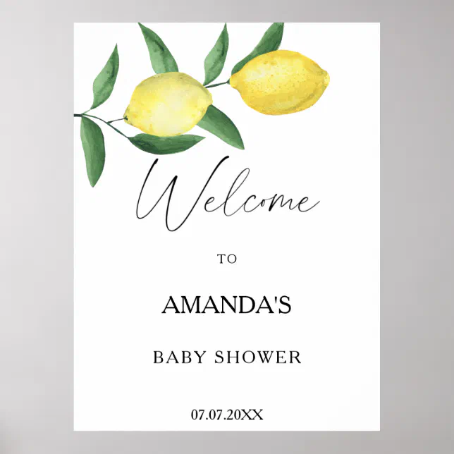 Lemon Citrus - baby shower welcome sign | Zazzle