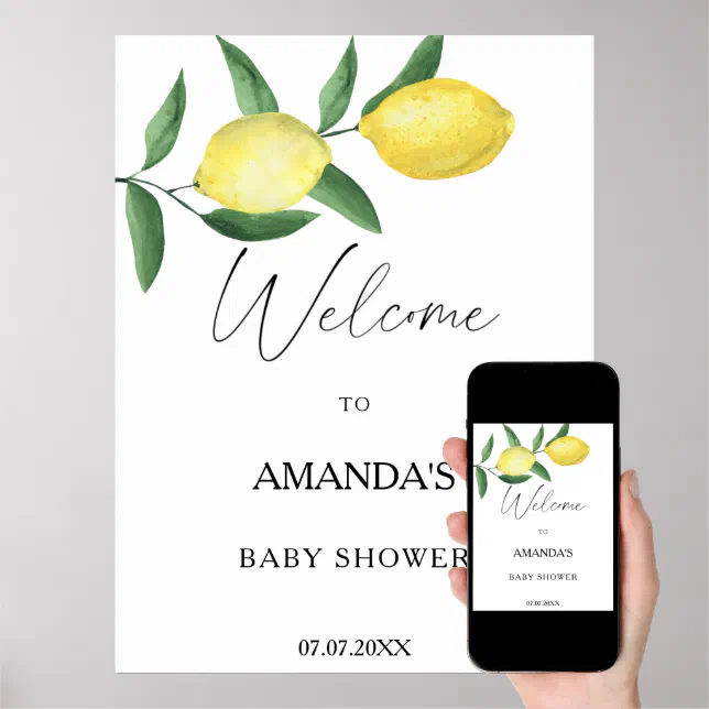 Lemon Citrus - baby shower welcome sign | Zazzle