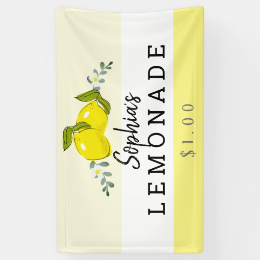 Lemon Citrus Floral Lemonade Stand Kids Banner | Zazzle