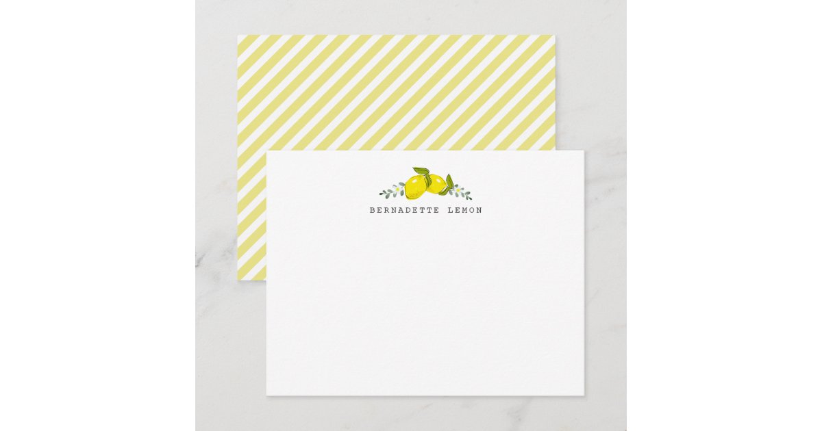 Lemon Citrus Floral Stationery Note Card | Zazzle