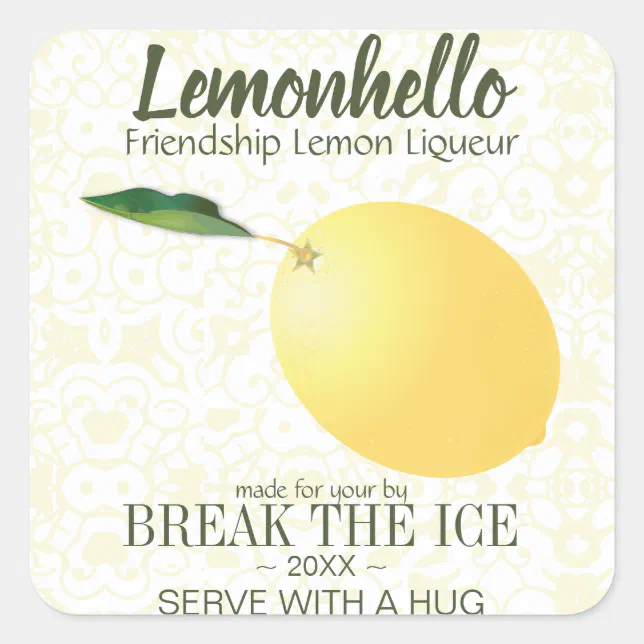 Lemon Citrus Fruit | Friendship Hello Funny Square Sticker | Zazzle