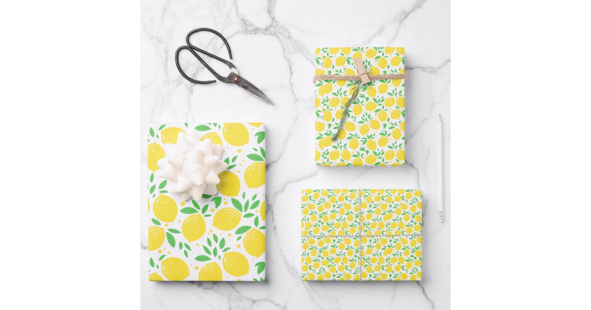 Lemon Citrus Fruit Orchard Theme Pattern Wrapping Paper Sheets | Zazzle