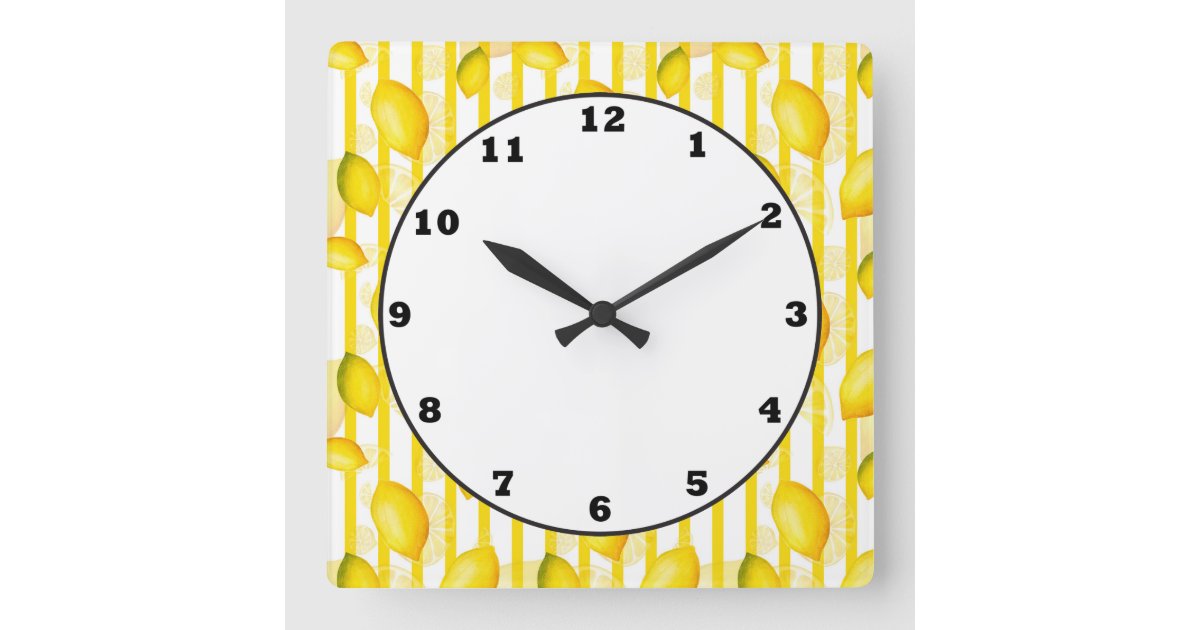 Lemon Citrus fun kitchen fruit wall clock | Zazzle