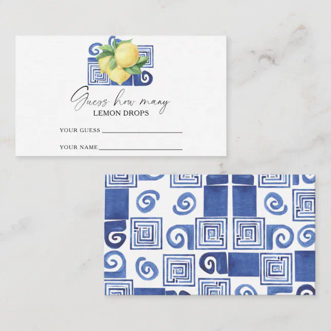 Lemon citrus - guess how many lemon drops enclosure card | Zazzle