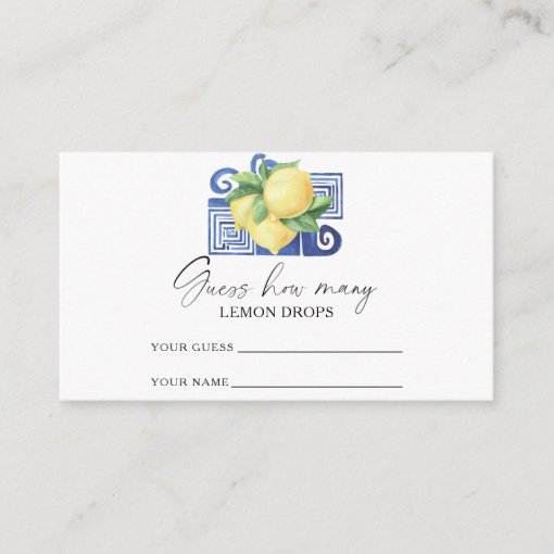 Lemon citrus - guess how many lemon drops enclosure card | Zazzle