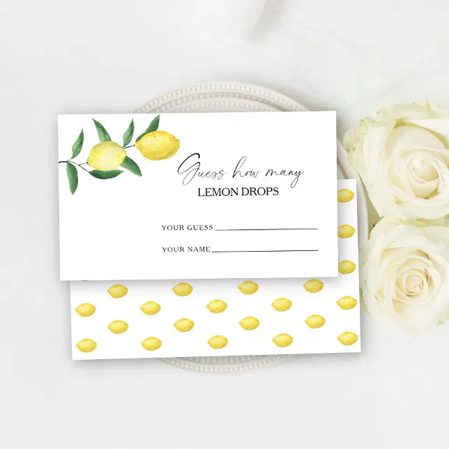 Lemon citrus - guess how many lemon drops enclosure card | Zazzle