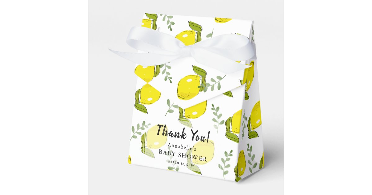 Lemon Citrus Leaf Pattern Baby Shower Gift Box | Zazzle