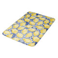 Lemon Citrus Mediterranean Blue White Tile Bath Mat | Zazzle