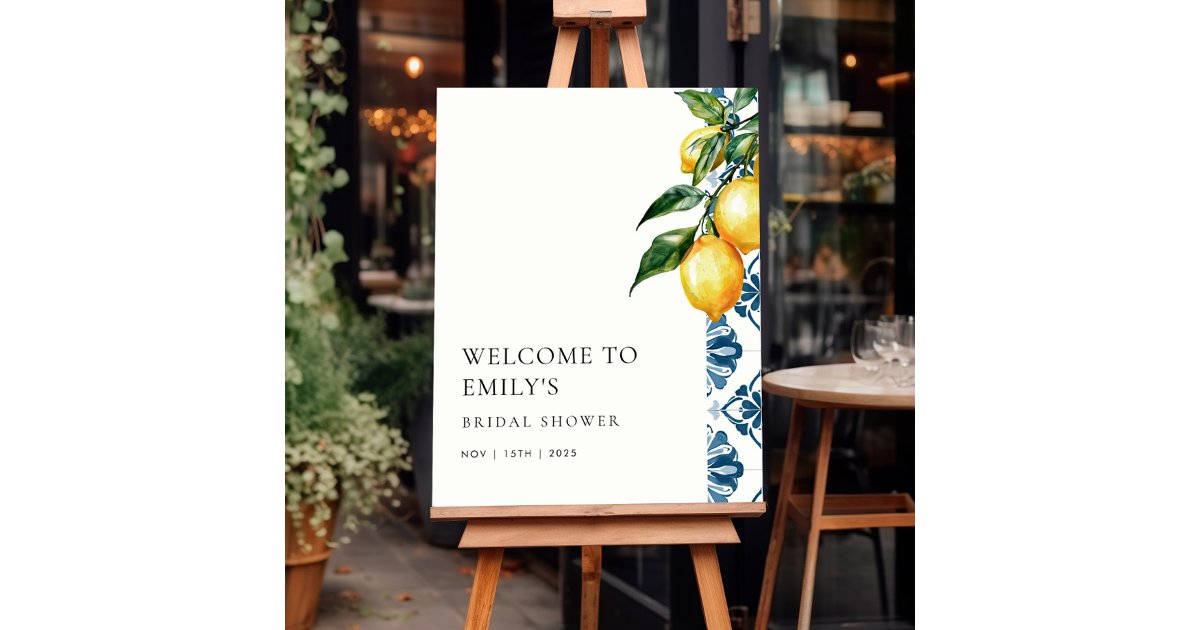 Lemon Citrus Positano Bridal Shower Welcome Sign | Zazzle