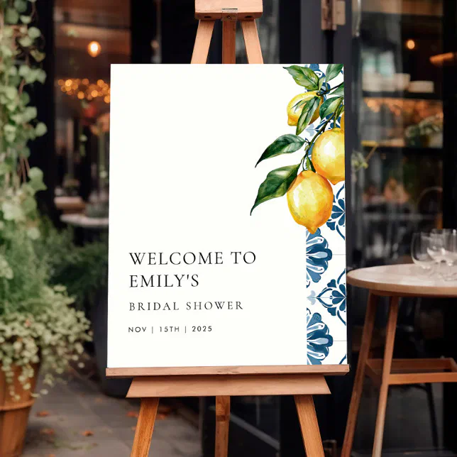 Lemon Citrus Positano Bridal Shower Welcome Sign | Zazzle
