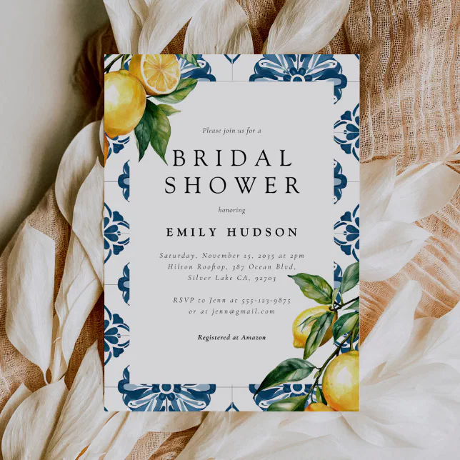 Lemon Citrus Positano Italian Bridal Shower Invitation | Zazzle