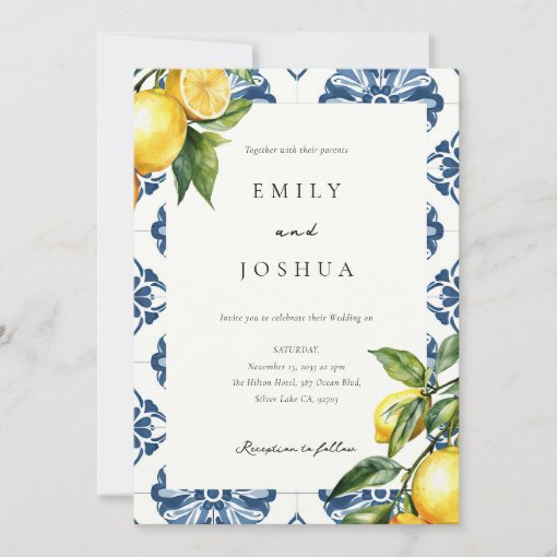 Lemon Citrus Positano Italian Wedding Invitation | Zazzle