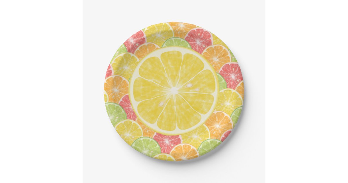 Lemon Citrus Slices Paper Plates | Zazzle