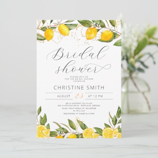 Lemon Citrus Summer Bridal Shower Invitation | Zazzle