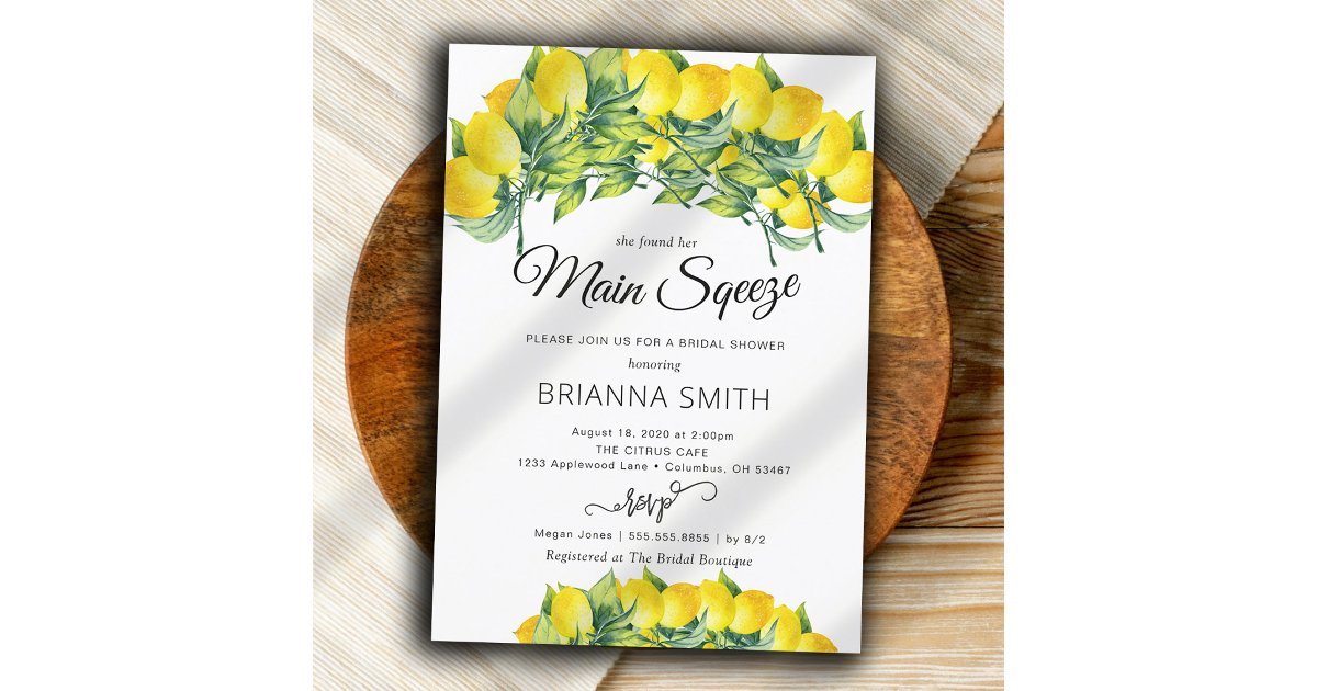 Lemon Crown Bridal Shower invitation | Zazzle