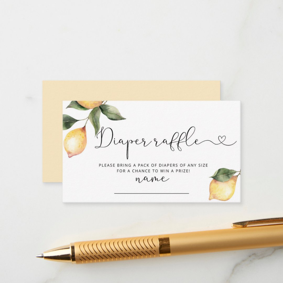 Lemon diaper raffle ticket enclosure card | Zazzle