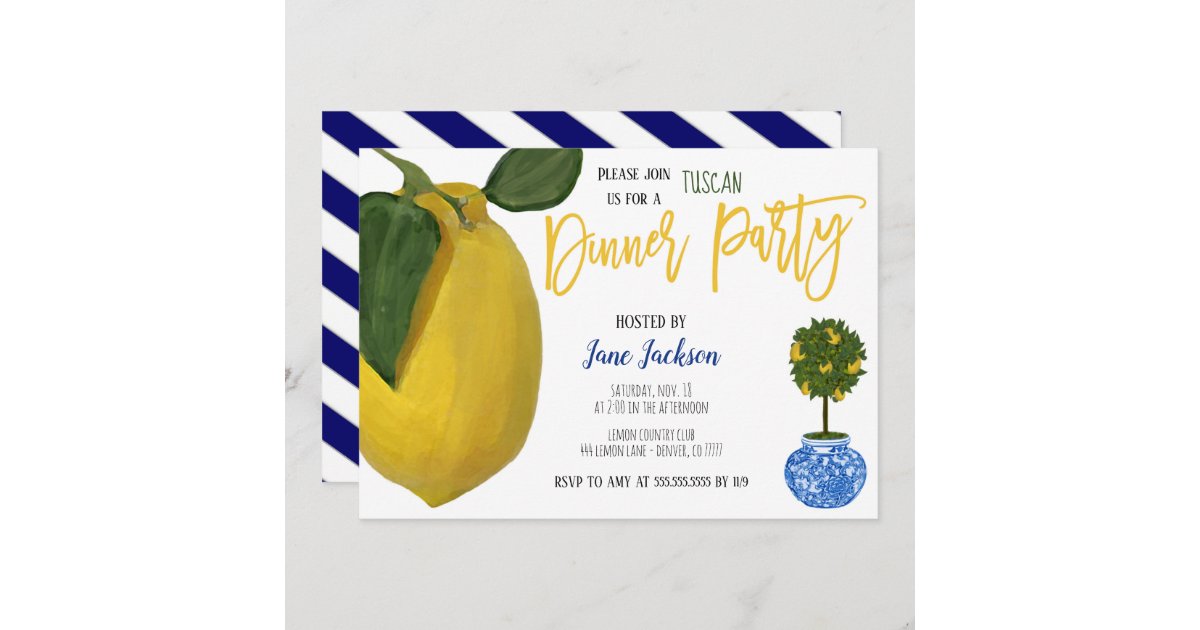 Lemon Dinner Party Invitation | Zazzle