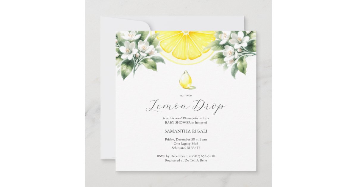 Lemon Drop In Baby Shower Invitations | Zazzle
