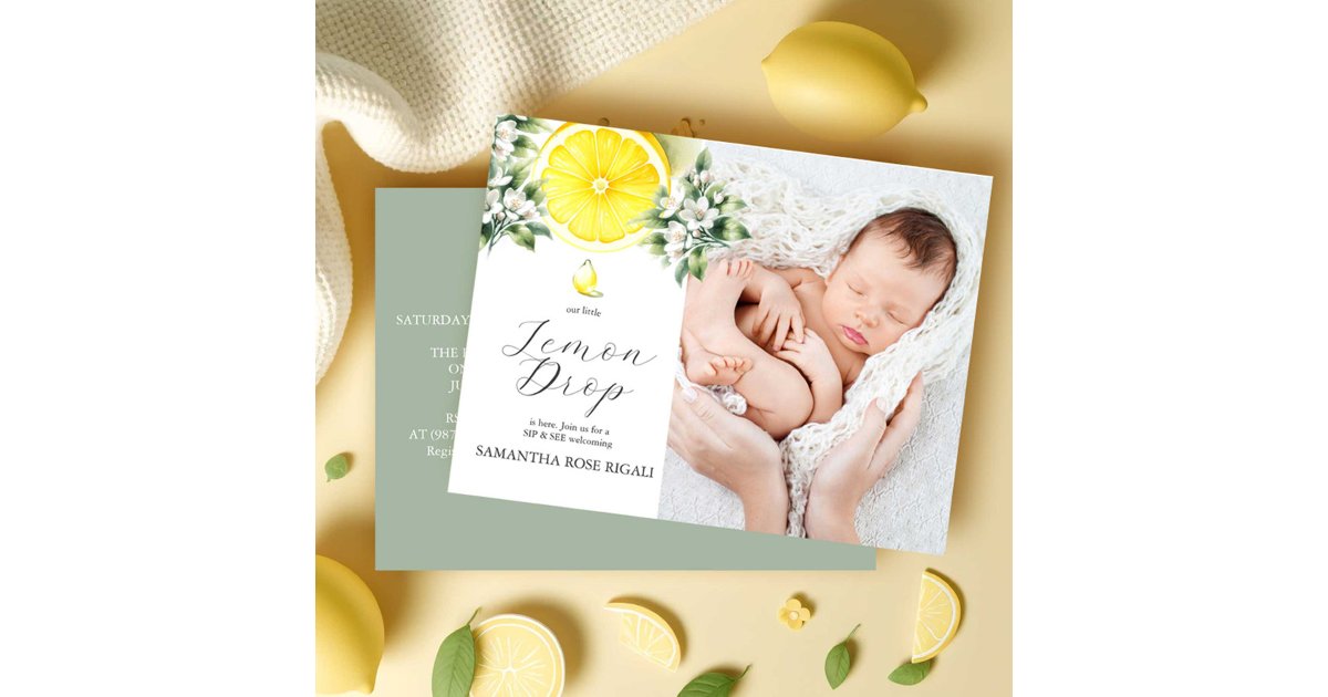 Lemon Drop Invitations Sip and See | Zazzle