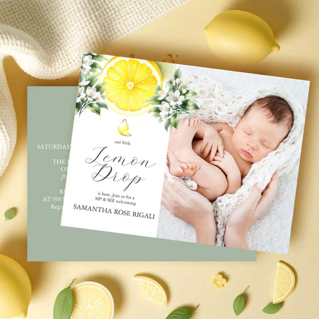 Lemon Drop Invitations Sip and See | Zazzle