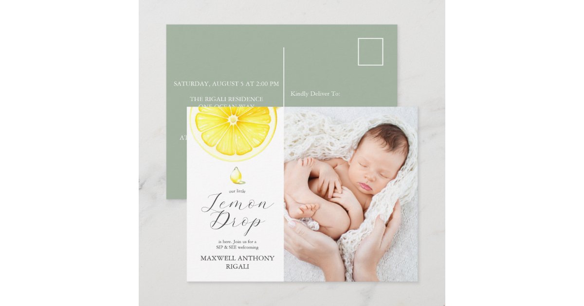 Lemon Drop Invitations Sip and See | Zazzle