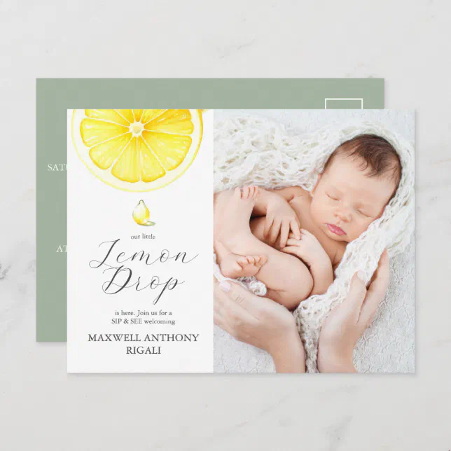 Lemon Drop Invitations Sip and See | Zazzle