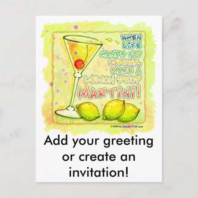 Lemon Drop Martini Invitation Postcard | Zazzle