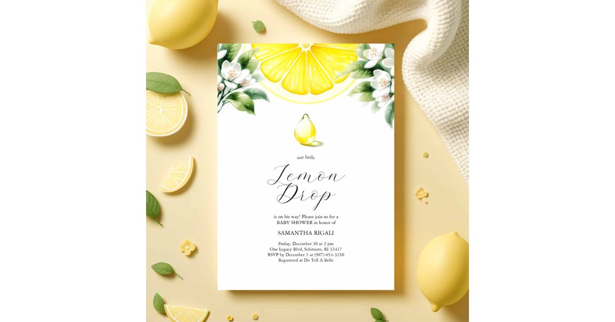 Lemon drop Theme Baby Shower Invitations | Zazzle