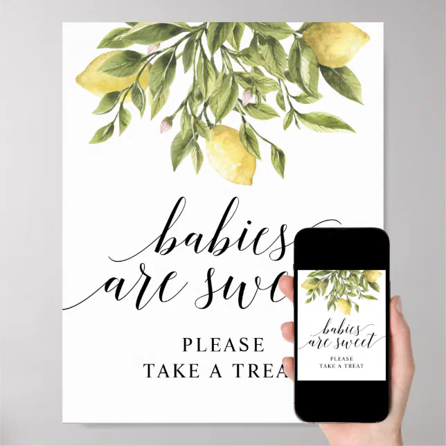 Lemon Elegant Typography BABIES ARE SWEET v2 Poster | Zazzle