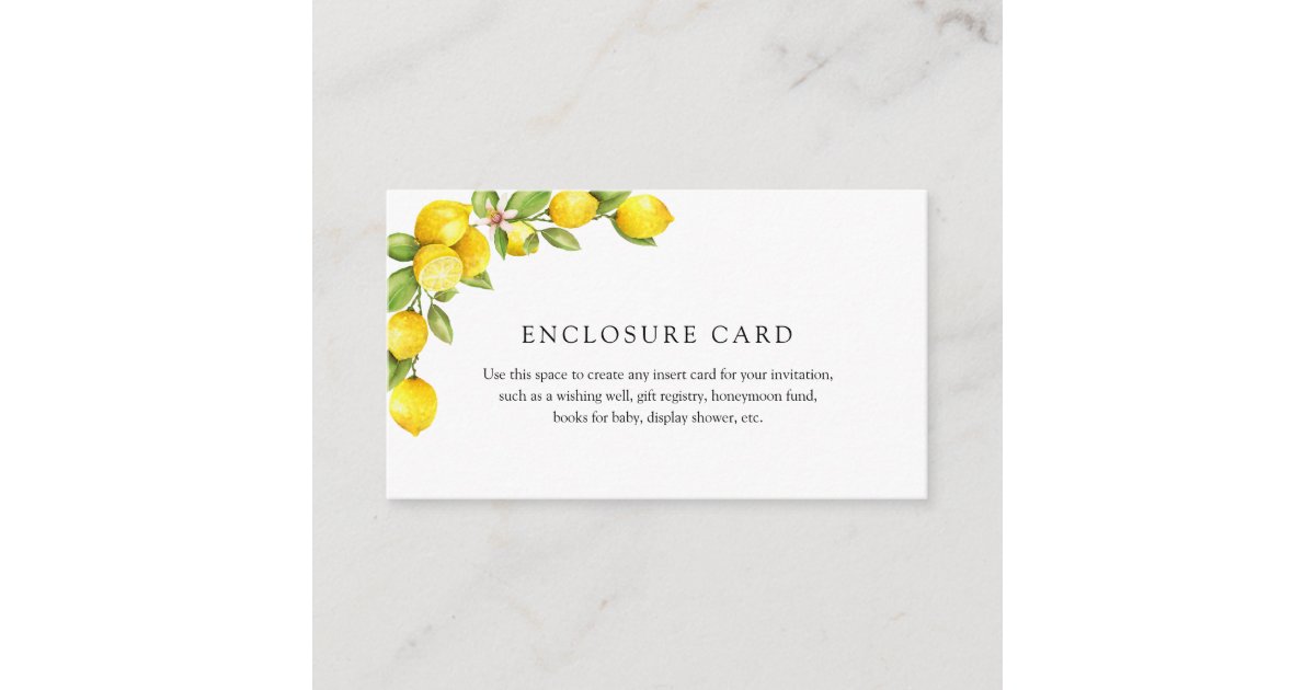 Lemon Enclosure Card | Zazzle